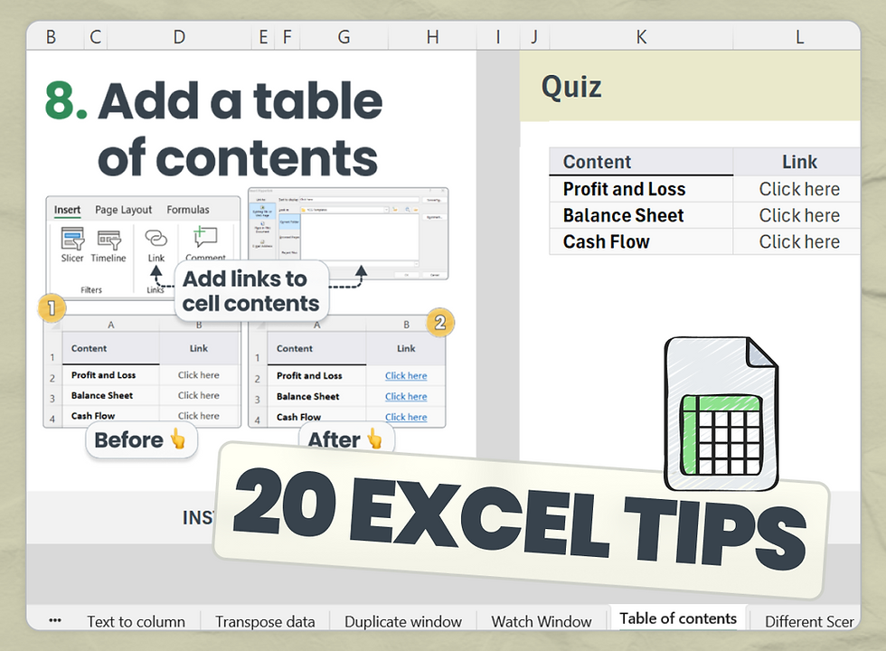 20 Excel Tips | Model Wiz