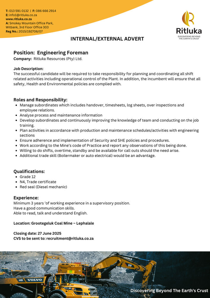 Engineering Foreman | Ritluka