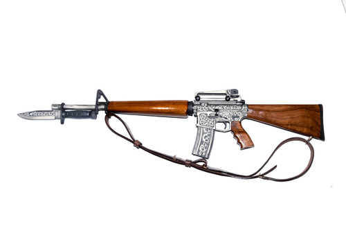 AR-15 A2 Wood Furniture Cerakote and Engraved 20" .223 Wylde | Angle of ...