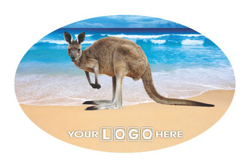 3D Oval Sticker - Kangaroo On The Beach | ASM Eclipse