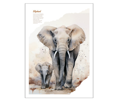 Elephant & Calf - Cotton Tea Towel | ASM Eclipse