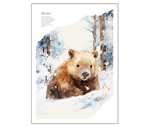 Wombat in Snow - Cotton Tea Towel | ASM Eclipse