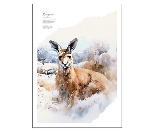 Kangaroo in Snow - Cotton Tea Towel | ASM Eclipse