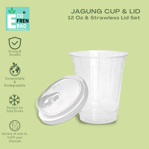 Jagung 12 Oz Cup & Strawless Lid | Ecofrenbag