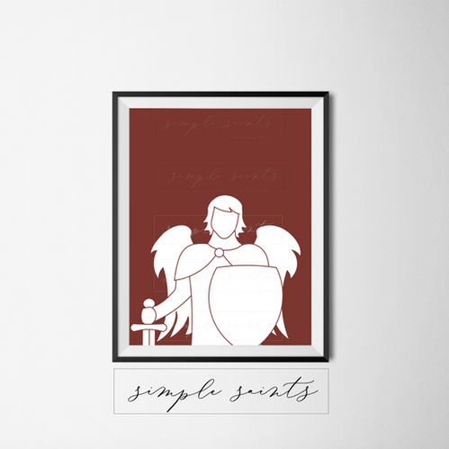St. Michael the Archangel Color Block Print | The Simple Saints