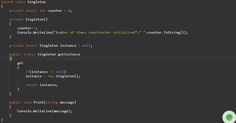 Singleton Design Pattern In C