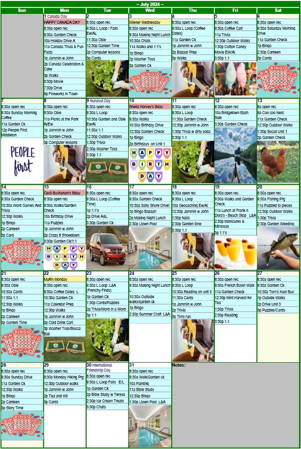 The Meadows Community - July 2024 Recreation Calendar