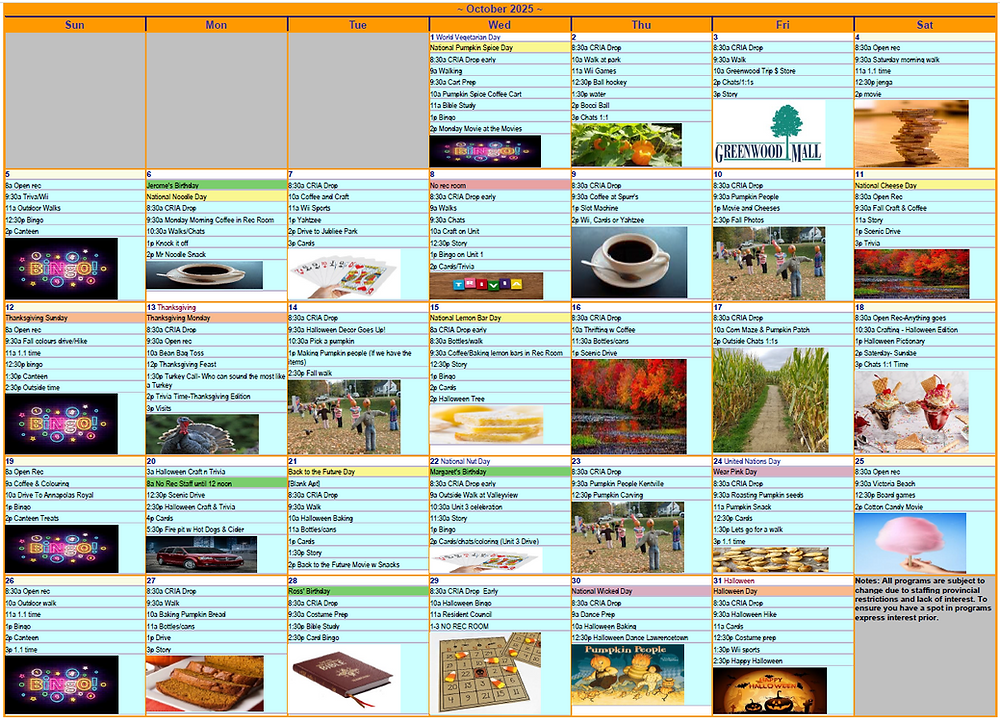 The Meadows Community - October 2025 Recreation Calendar