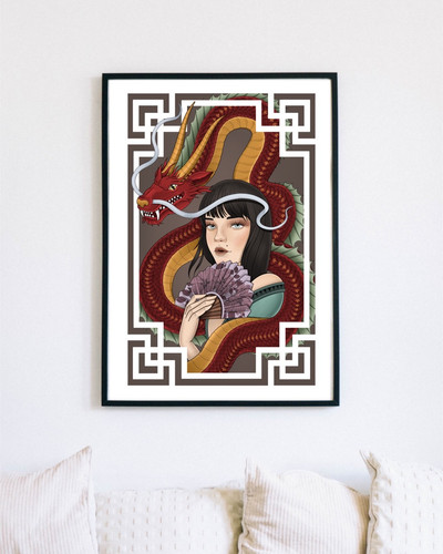 Geisha Dragon Print | Krink Ink Tattoo