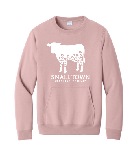 Small Town Clothing Company Cow Design Pocket Crew Neck Sweatshirt ...