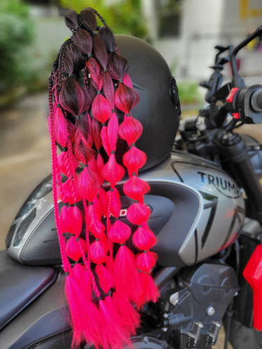 Biker Braids - Black To Hot Pink Helmet Ponytail | Biker Braids