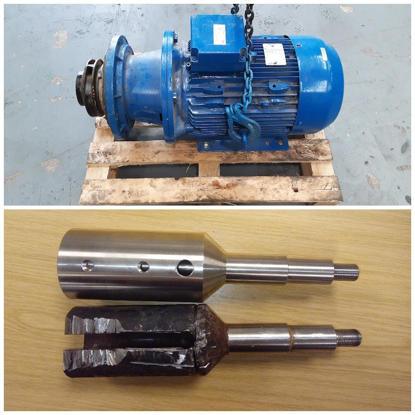Successful repair to pump shaft extension
