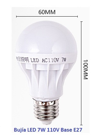 Bujía LED 7W Luz Blanca 5K Base E27 110V | tienda