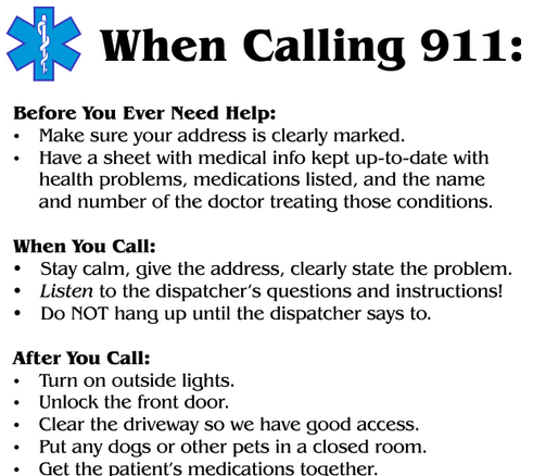 When to Call 911 | Union Ambulance Dist