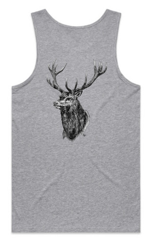 Black and White Red Stag Head Singlet | Roaring wild NZ Ltd