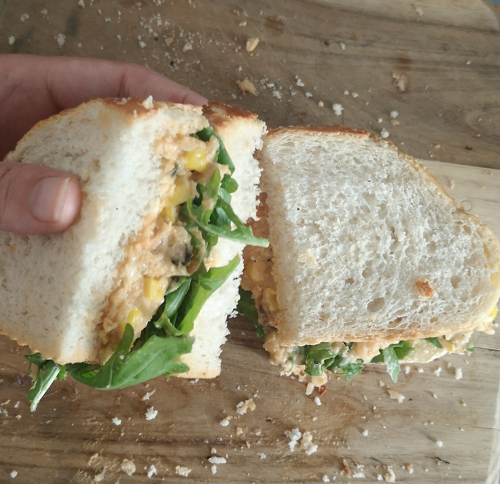 RECIPE: Chickpea Chuna Sandwich with Crafty Kraut