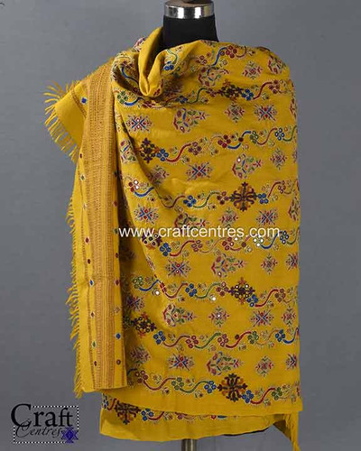 Ahir and pakko work shawl kutch embroidery | Bhujodi Saree