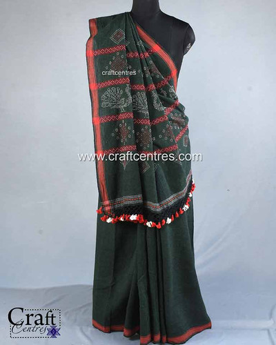 Tangaliya saree with mirror work Bhujodi Saree