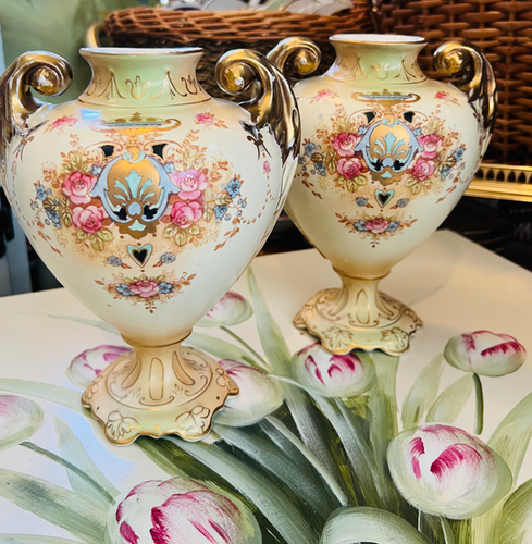 2 Large Crown Devon Vases/Urns | Leeds Vintage House