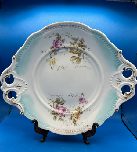 Victorian Cake plate. Aqua blue | Leeds Vintage House