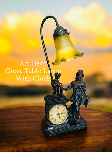 Art Deco Crosa Table Lamp & Clock | Leeds Vintage House