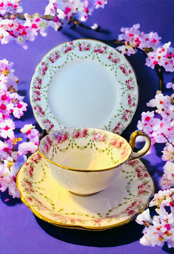 Antique Victorian Trio. Pink Rosebud | Leeds Vintage House