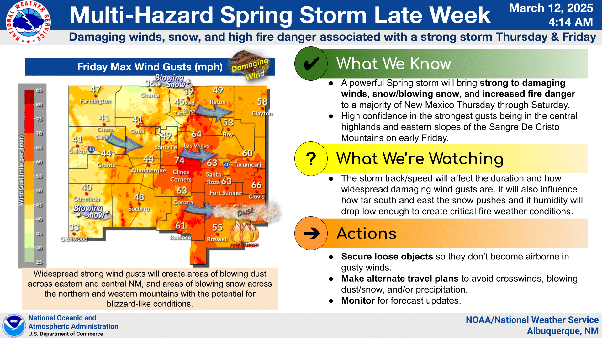 PSA 3/12/2025 19:30 a.m.: Red Flag Warning in Effect for Las Vegas Today