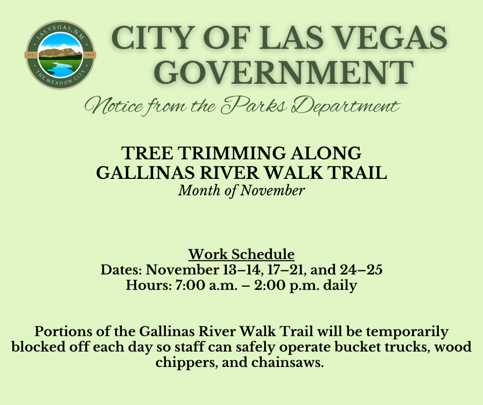 PSA 11/13/2025 9:30 a.m.: Tree Trimming Along Gallinas River Walk Trail ...