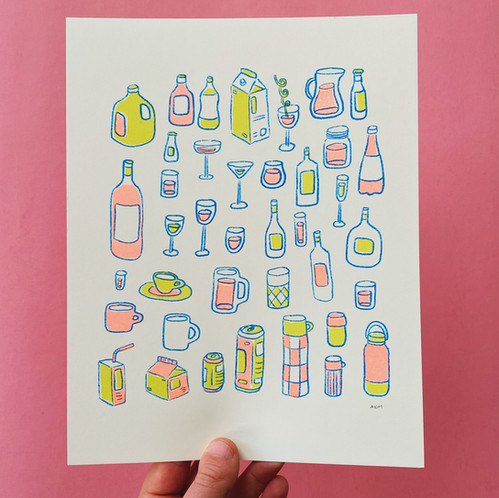 print - drinks (risograph) | Allison McKeen