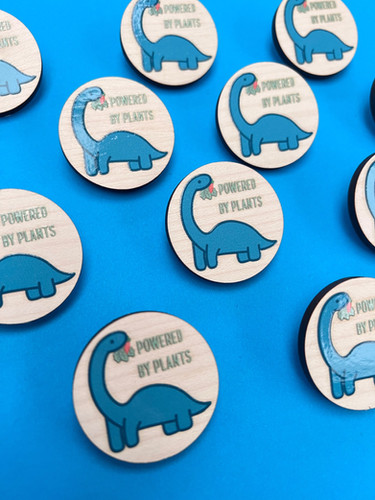 Wooden Veggiesaurs Pin Badge | The Quirky Dino