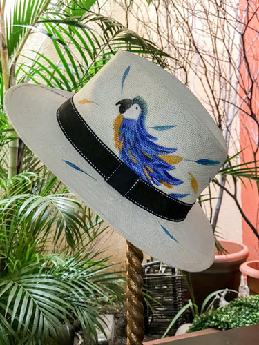 SOMBRERO CON DISEÑO DE GUACAMAYA AZUL | Guatemalan Hat