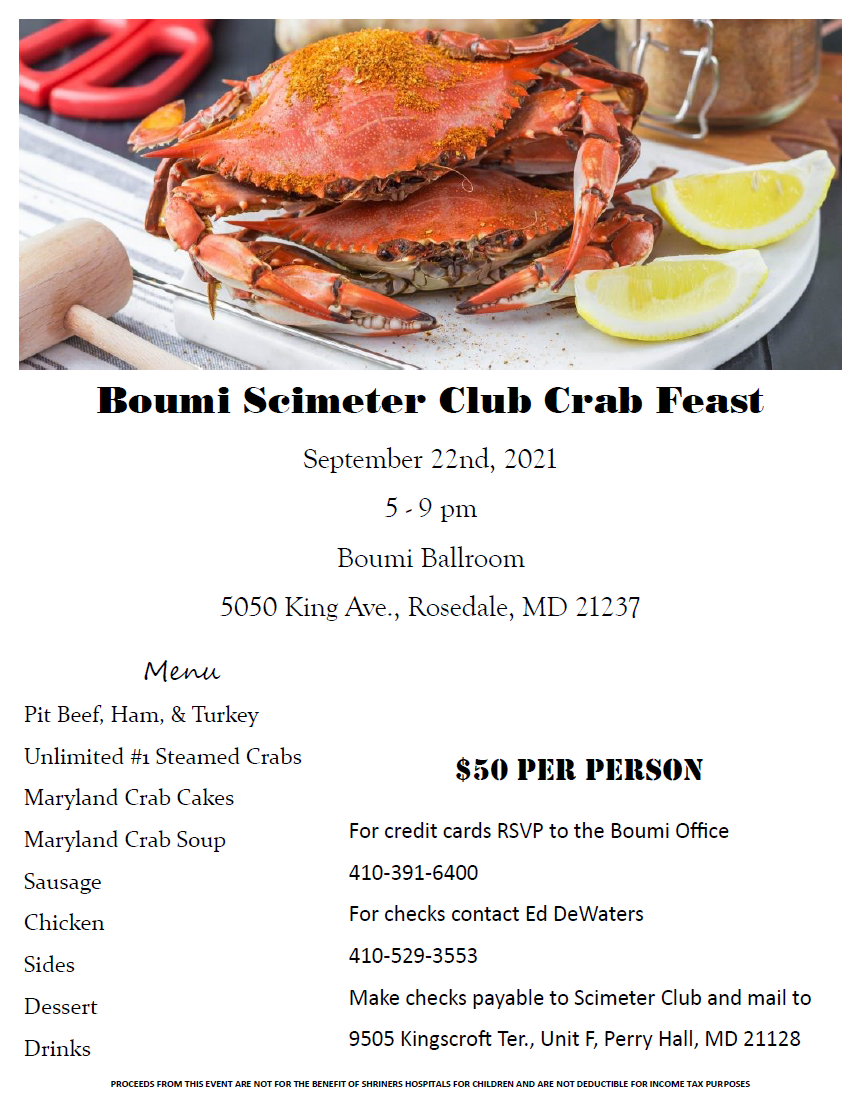 Scimeter Club Crab Feast | Boumi Shriners