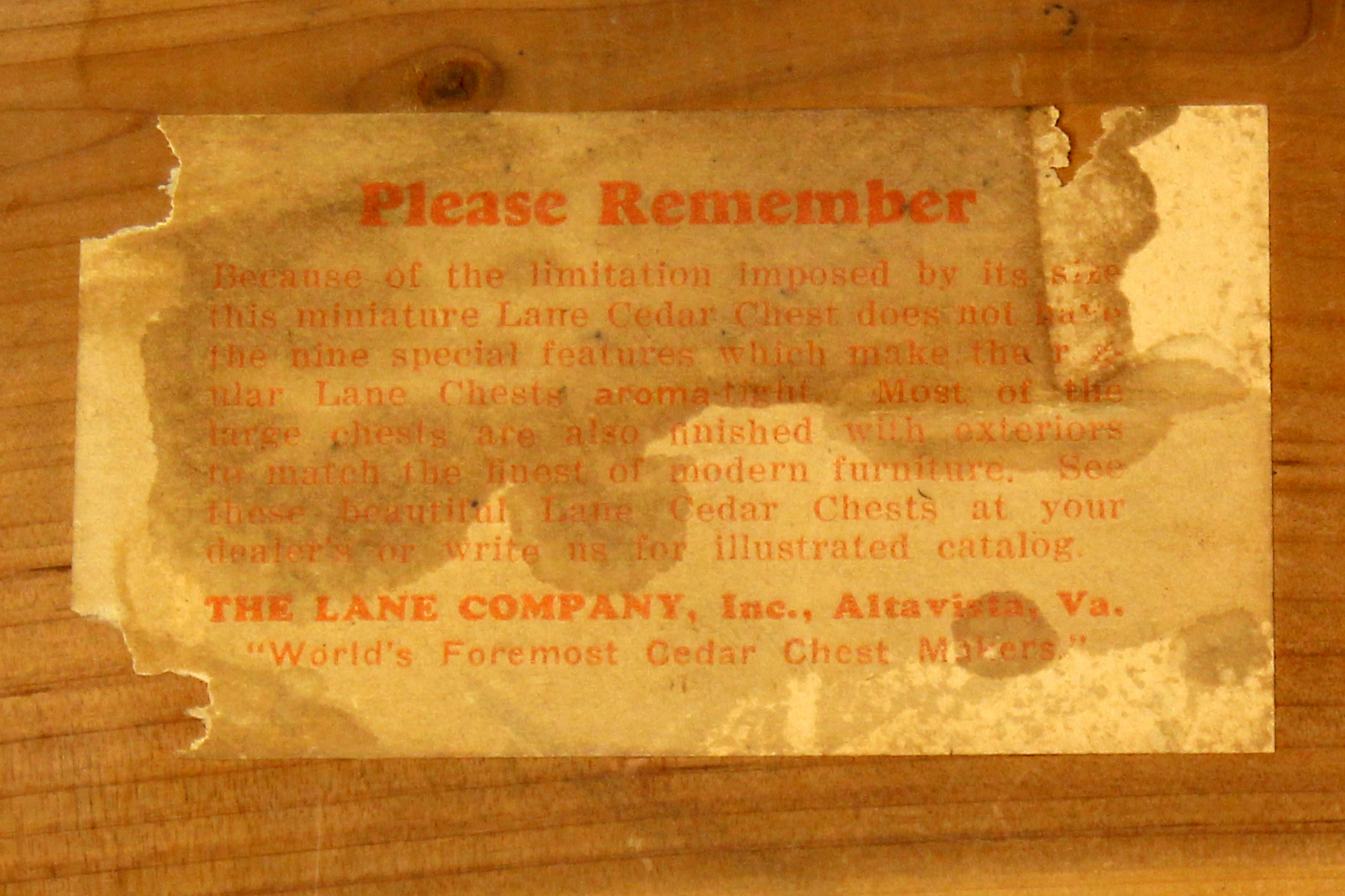 Box Variations Chronology | Lane Cedar Box.com