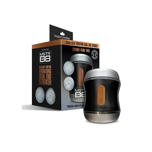 MSTR B8 Double Play Pro Vibrating Clear-View Dual End Stroker | The Romance Room