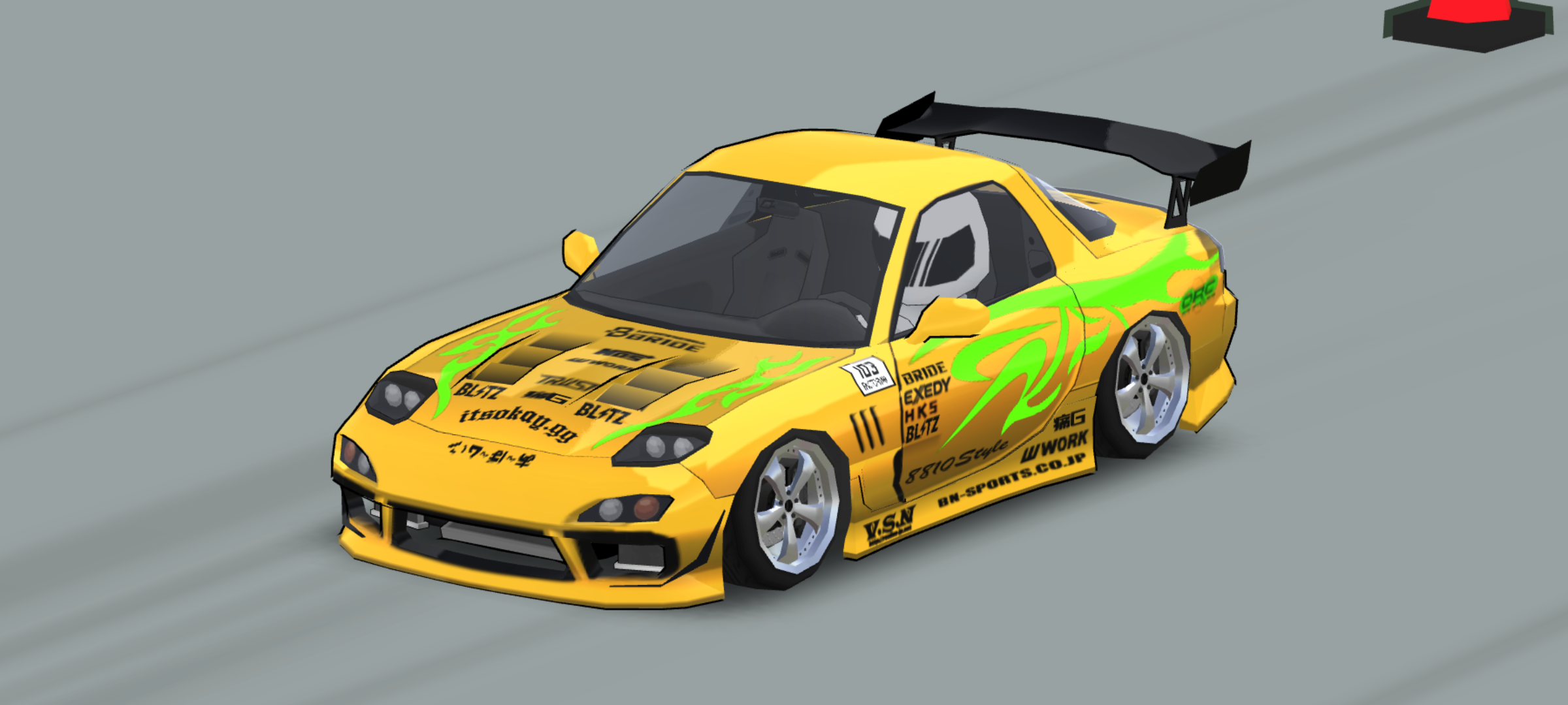 FR Legends RX7 flame and sponsors Livery