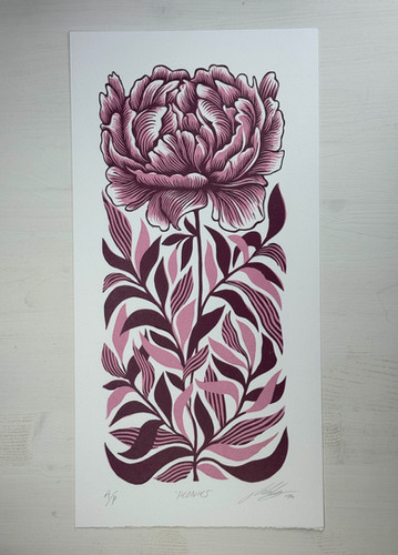 Peonies - Linocut | Jamie Richards Printmaking