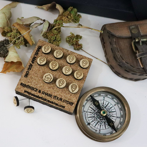 Map Pin Sets - Wood | Travel Pin Maps