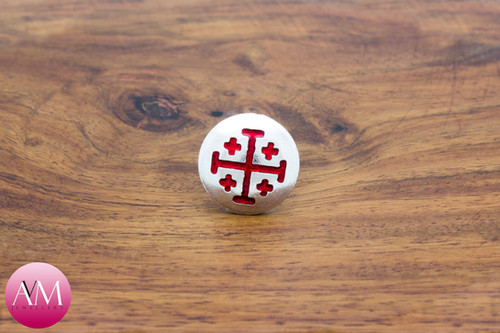 Sterling Silver Jerusalem Cross Button Lapel Pin | avm-jewellery