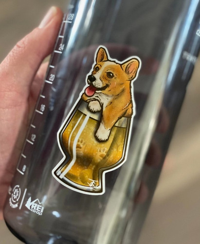 Corgi In A Kolsch Beer Sticker | Inspired Art Market