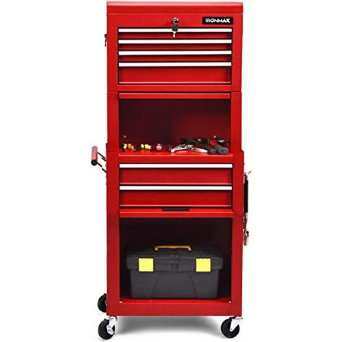 6 Drawer Rolling Tool Chest Cabinet Steel Construction Removable Top ...