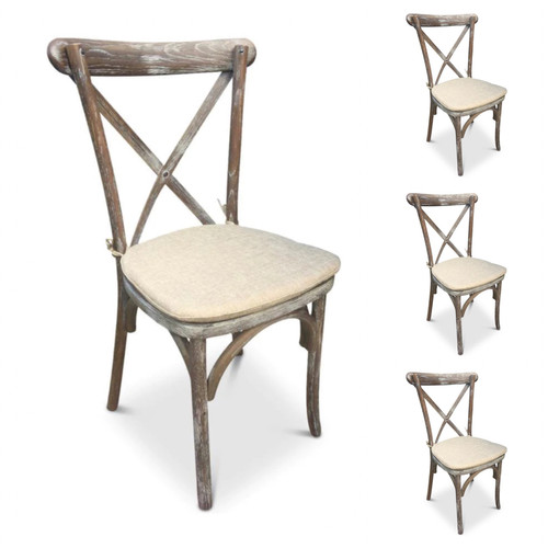 Set of 4 Cross Back Chairs - Rustic Lime Oak | crossback-chairs