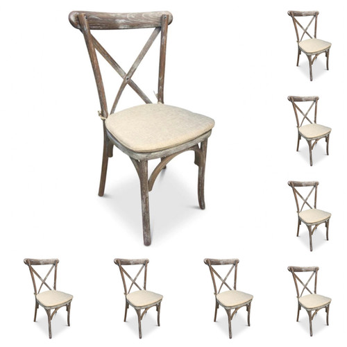 Set of 8 Cross Back Chairs - Rustic Lime Oak | crossback-chairs