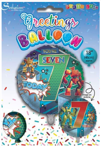 Age 7 Birthday Boy Foil Balloon 18" / 46cm, Theme | BemaniaPartySupplies