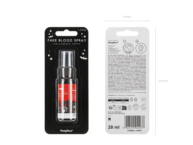 Fake Blood Spray, 30 ml Fake blood spray, 30 ml capacity. Perfect for ...