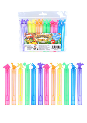 Dinosaur Mini Party Bubble Tubes (4ml) 6 Assorted Colours ...