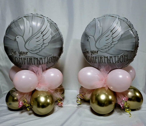 1 Confirmation table Centrepiece with 2 tier mini balloons ...