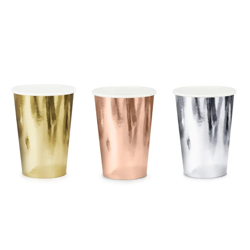 Metallic paper cups, 6pcs/ 1pkt, 3 available colours | BemaniaPartySupplies