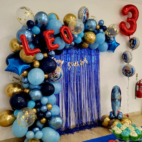 Sonic themed balloon arch garland with 4 x18"foils on frame & 2 ...