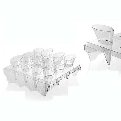 Serving mini canape cones incl. Tray transparent | BemaniaPartySupplies