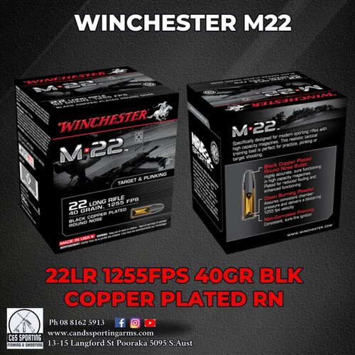 WINCHESTER M22 22LR 40GR BLACK COPPER PLATED ROUND NOSE | C&S Sporting Arms
